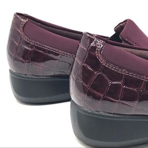 Clarks | Shoes | Clarks Wine Croc Embossed Leather Loafer | Poshmark